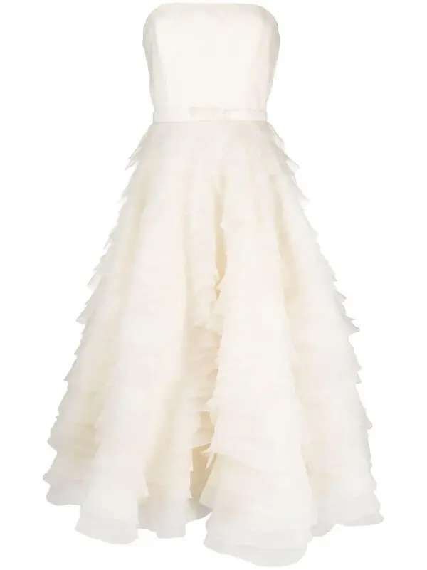 ANA RADU Ruffled Corset-style Midi Dress