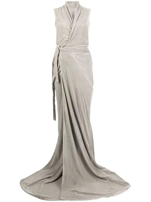 rick owens burgundy round neck midi dress Asymmetrical Drop Waist Valentina 125cm This style grazes the ankle bone SKU Rick Owens Draped Velvet Maxi