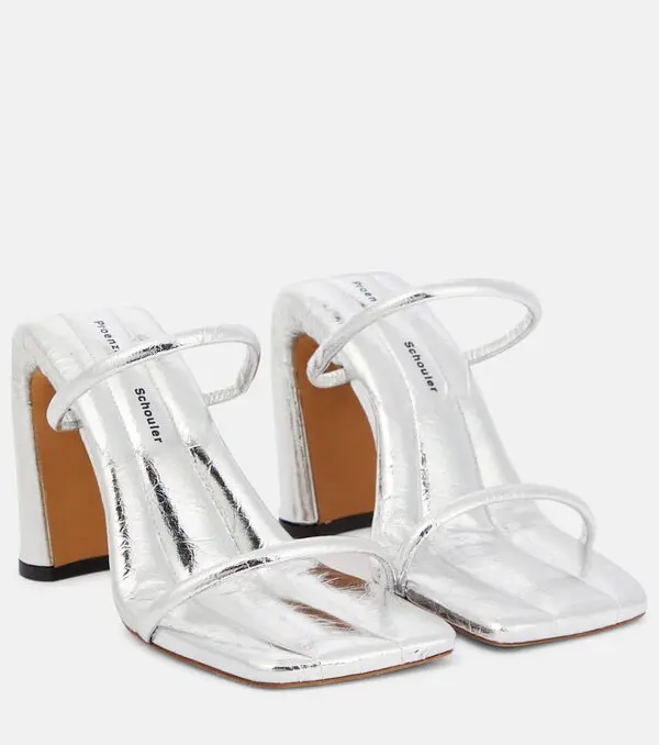 Proenza Schouler Square Slide Metallic Sandals