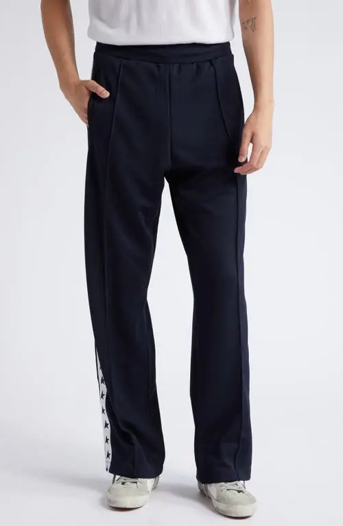 Golden Goose Isaac Star Logo Tape Wide Leg Track Pants - Dark Blue/ White