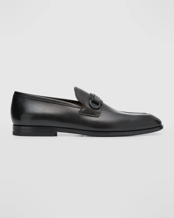 FERRAGAMO Florio Gancio Bit Loafers - Nero