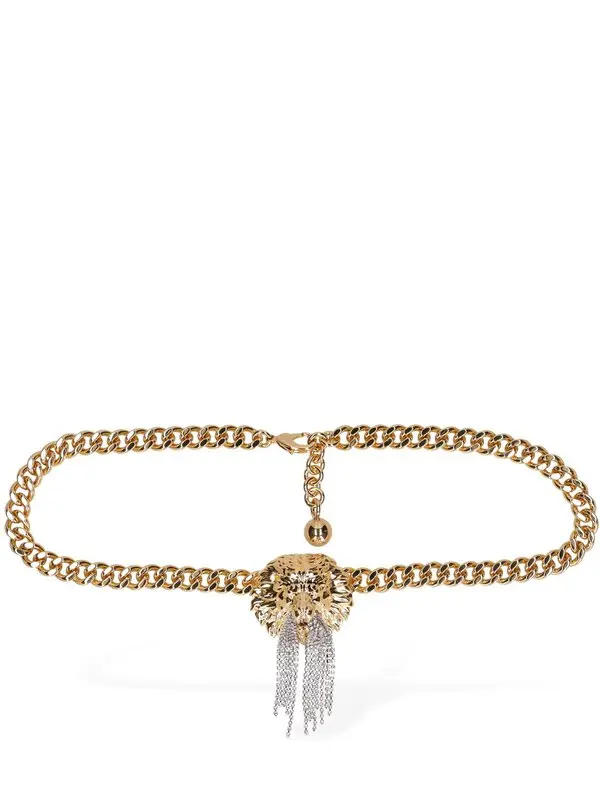 Balmain Lion Chain Belt W/ Crystals Gold,crystal Editorialist