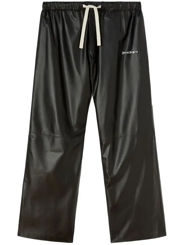 Palm Angels Logo-print Leather Track Pants - Black