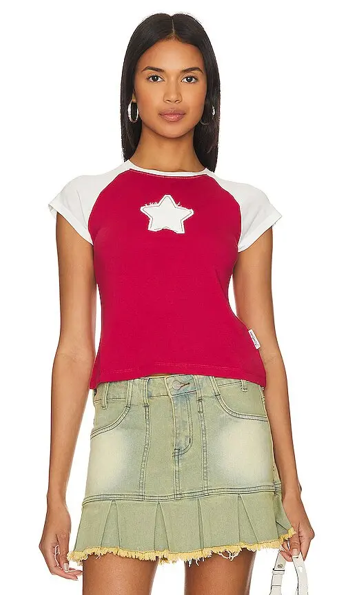 THE LAUNDRY ROOM Stardom Raglan Baby Tee - Red & White