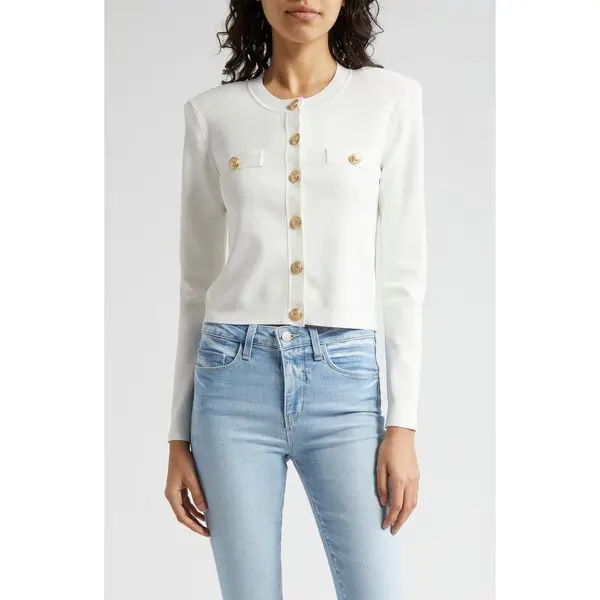 L'Agence Toulouse Crewneck Cardigan - Ivory