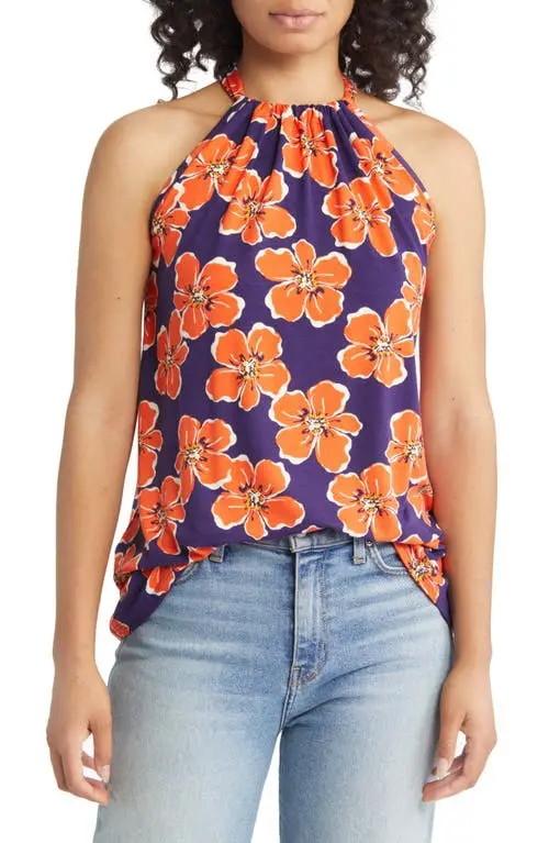 Loveappella Floral Print Tank - Navy/coral