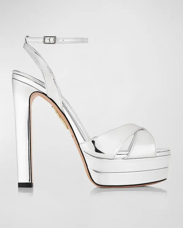 AQUAZZURA Divine Metallic Platform Sandals