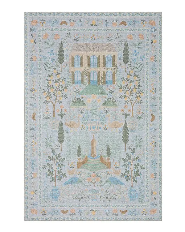 RIFLE PAPER CO. Menagerie Men-03 Area Rug, 5' X 7'6 - Light Blue