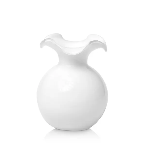 VIETRI Hibiscus Glass Small Fluted Vase - White