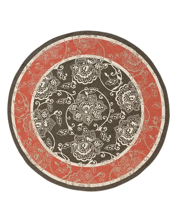LIVABLISS Alfresco Alf B Round Area Rug, 5'3 X 5'3 - Black