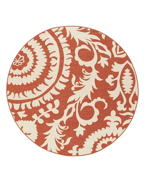 LIVABLISS Alfresco Alf D Round Area Rug, 7'3 X 7'3 - Rust