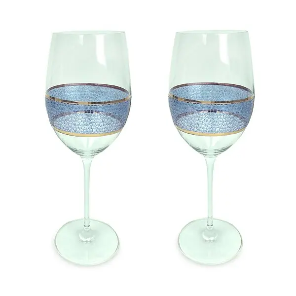 MICHAEL WAINWRIGHT Set Of 2 Panthera Glass Wine Glasses - Indigo ...