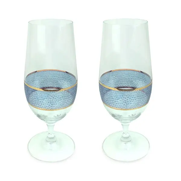 MICHAEL WAINWRIGHT Set Of 2 Panthera Glass Stem Water Glasses