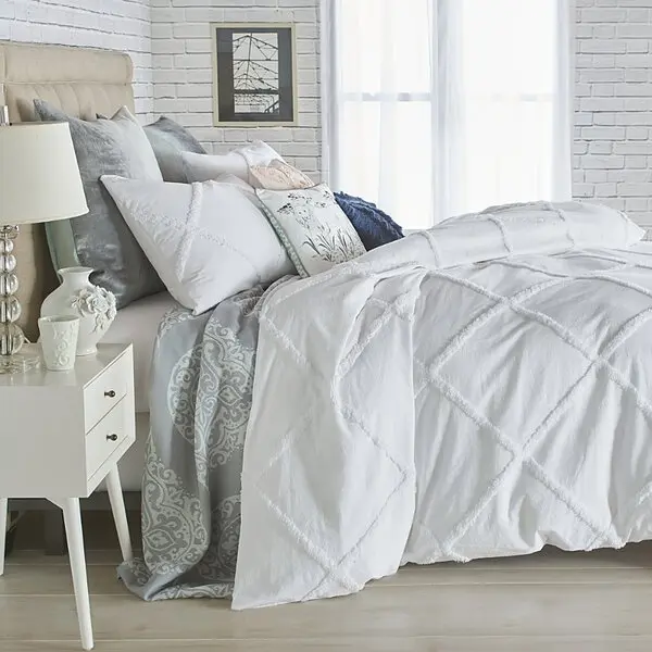 PERI HOME Chenille Lattice Duvet, King - White