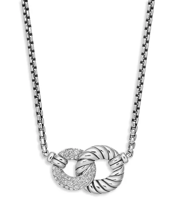 David Yurman Belmont Double Link Necklace With Diamonds