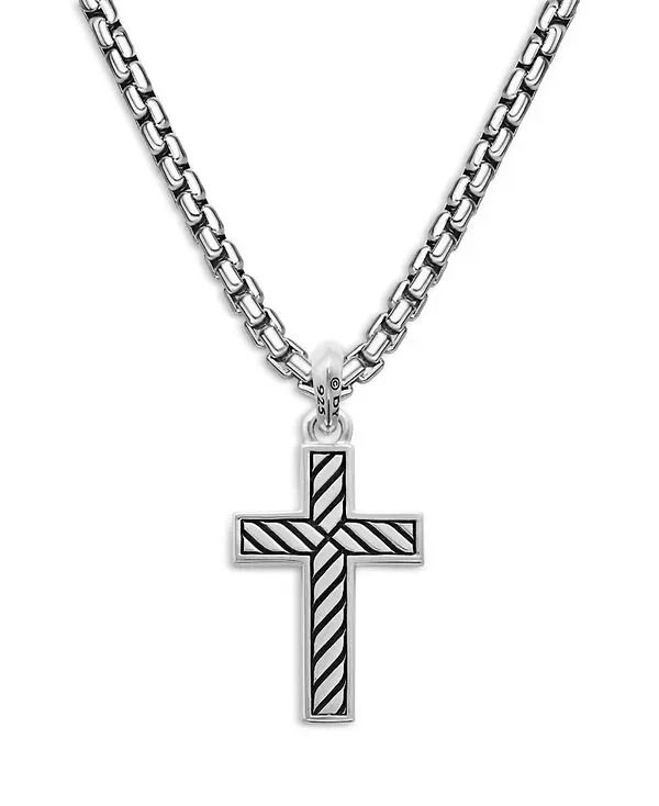 David Yurman Exotic Stone Cross With Black Onyx - Black/silver