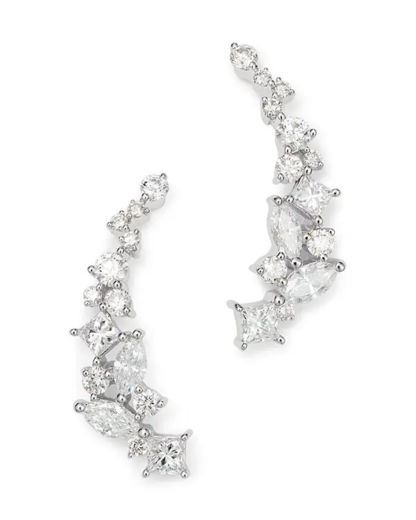 Bloomingdale'S 14k White 1.0 Tcw Diamond Ear Climbers