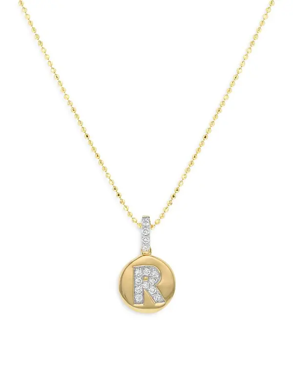 Bloomingdale'S 14k Yellow Gold Diamond Initial Pendant Necklace - R