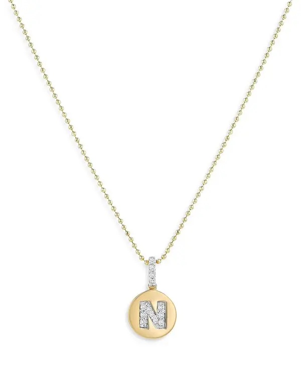 Bloomingdale'S 14k Yellow Gold Diamond Initial Pendant Necklace - N