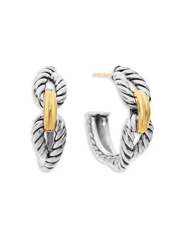 David Yurman Cable Loop Hoop Earrings - Gold/silver