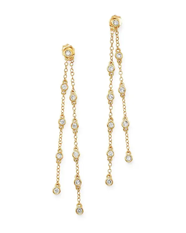 Bloomingdale'S Diamond And 14k Yellow Gold Chain Drop Earrings