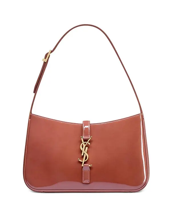 Saint Laurent Le 5 A 7 Hobo Shoulder Bag - Mild Rose Patent/gold