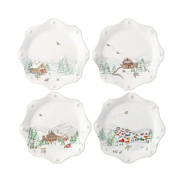 JULISKA Berry & Thread North Pole Dessert/salad Plate Assorted Set/4 - Multi