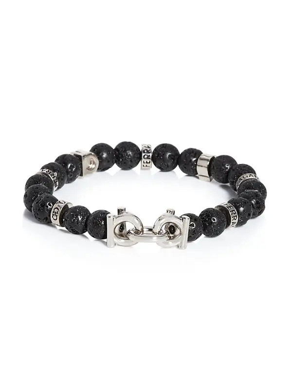 FERRAGAMO Salvatore Gancini Lava Beads Bracelet - Brown