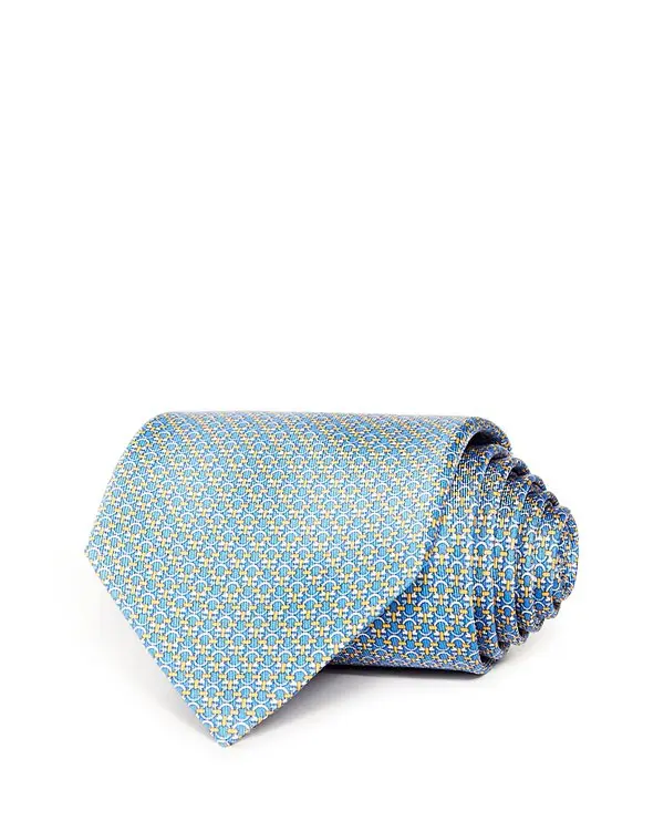 FERRAGAMO Mini Linked Gancini Classic Tie - Royal/yellow