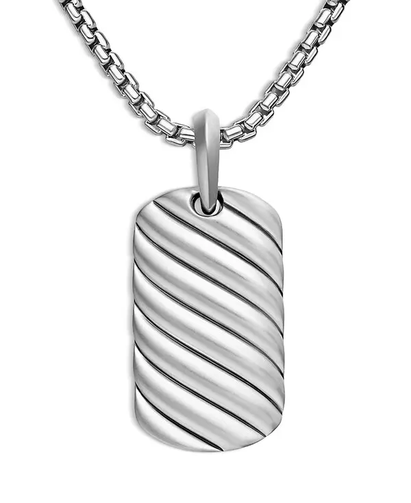 David Yurman Sculpted Cable Sterling Tag Pendant - Silver