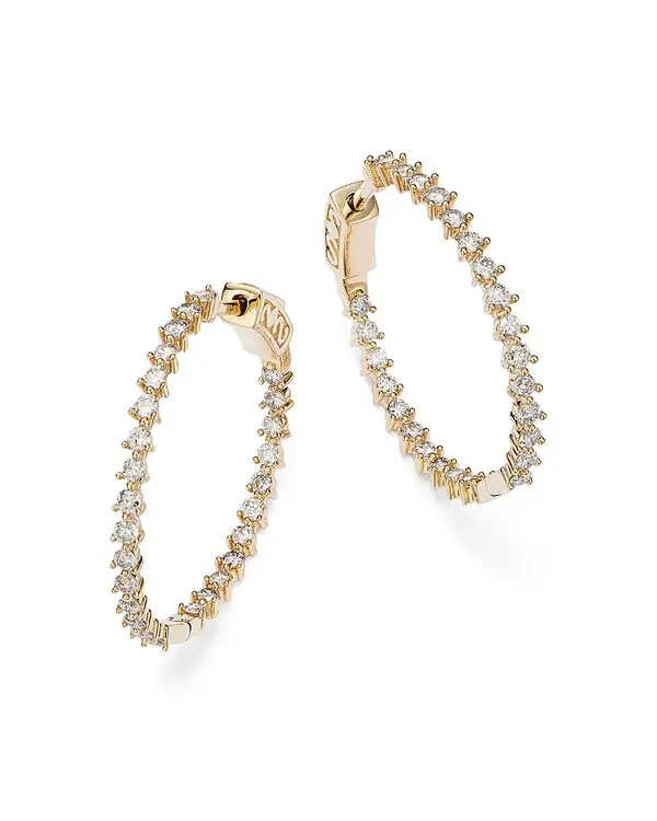 Bloomingdale'S 14k Yellow Gold And Diamond Hoop Earrings, 1.50 Tcw