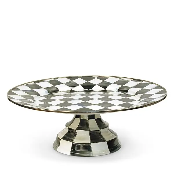MACKENZIE-CHILDS Courtly Check Enamel Pedestal Platter Large - No Color