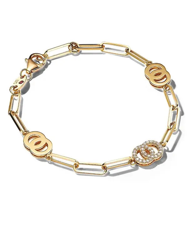 Roberto Coin 18k Yellow Double O Paperclip Link Bracelet With Diamonds