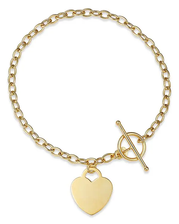 Bloomingdale'S 14k Yellow Polished Heart Toggle Bracelet