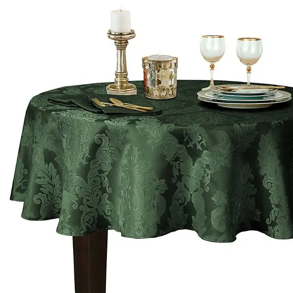 ELRENE HOME FASHIONS Barcelona Jacquard Damask Round Tablecloth, 90 X 90 - Hunter