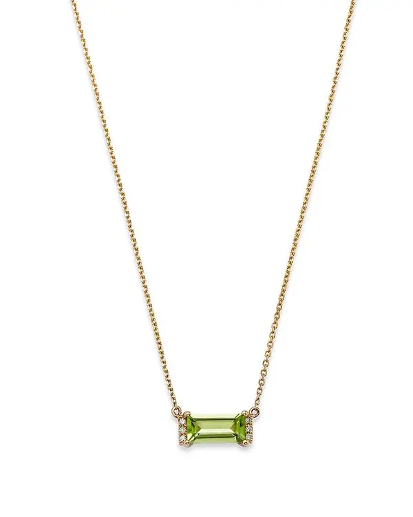 Bloomingdale'S Peridot And Diamond Accent Bar Necklace