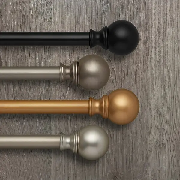ELRENE HOME FASHIONS Cordelia Adjustable Curtain Rod With Ball Finials, 28-48 - Pewter