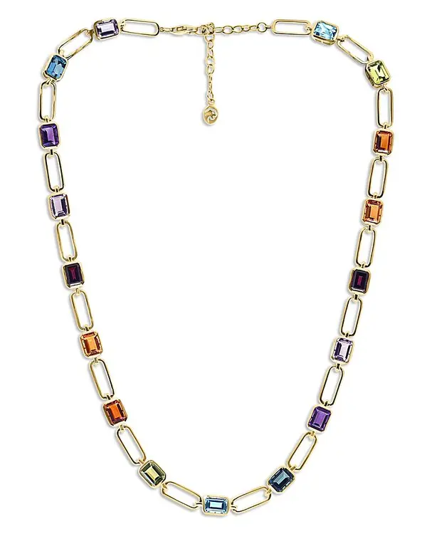 Bloomingdale'S Multi Gemstone Paperclip Link Necklace