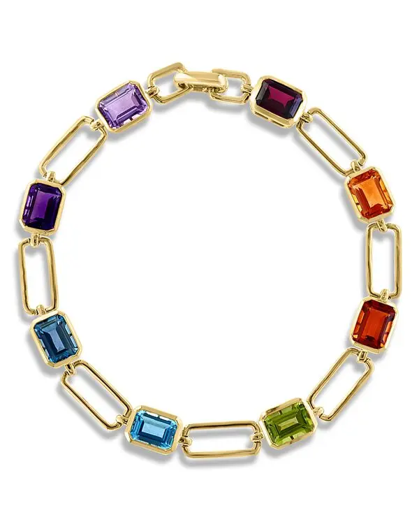 Bloomingdale'S Multi Gemstone Paperclip Link Chain Bracelet