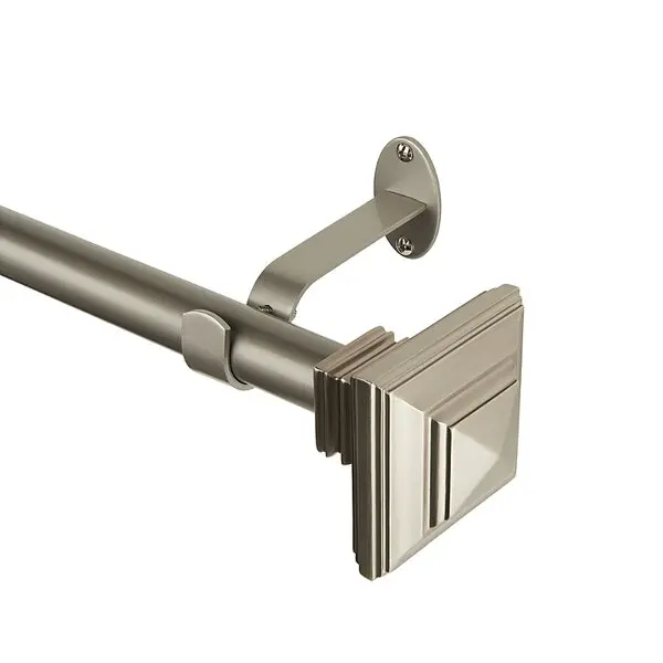 ELRENE HOME FASHIONS Florence Adjustable Curtain Rod With Square Finials, 28-48 - Nickel
