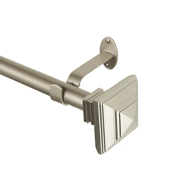 ELRENE HOME FASHIONS Florence Adjustable Curtain Rod With Square Finials, 48-86 - Nickel