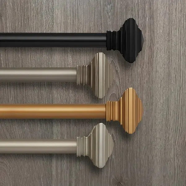 ELRENE HOME FASHIONS Florence Adjustable Curtain Rod With Square Finials, 86-120 - Pewter