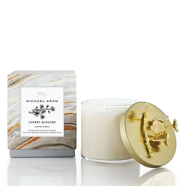 Michael Aram Cherry Blossom Candle With Lid, 13.5 Oz - Clear/gold