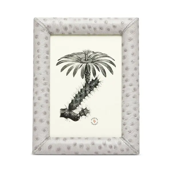 PIGEON AND POODLE Witney Ostrich Leather Frame, 5 X 7 - Light Gray Ostrich