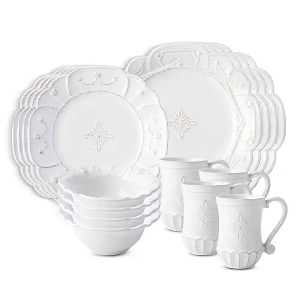 JULISKA Jardins Du Monde 16 Piece Dinnerware Set, Service For 4 - Whitewash