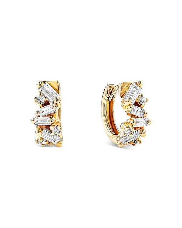 SUZANNE KALAN 18k Yellow Diamond Huggie Hoop Earrings - Gold