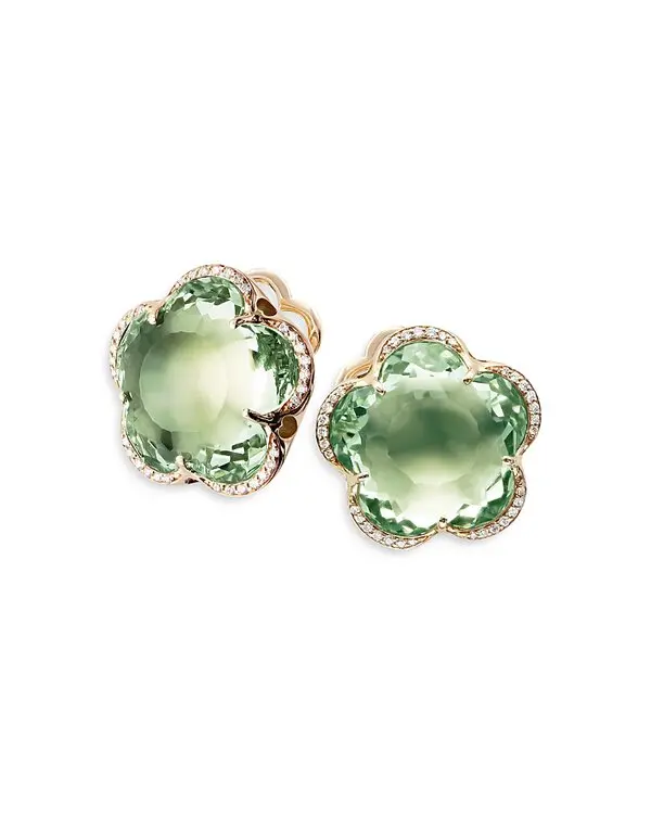 Pasquale Bruni 18k Rose Gold, Prasiolite And Diamond Stud Earrings - Green/rose Gold