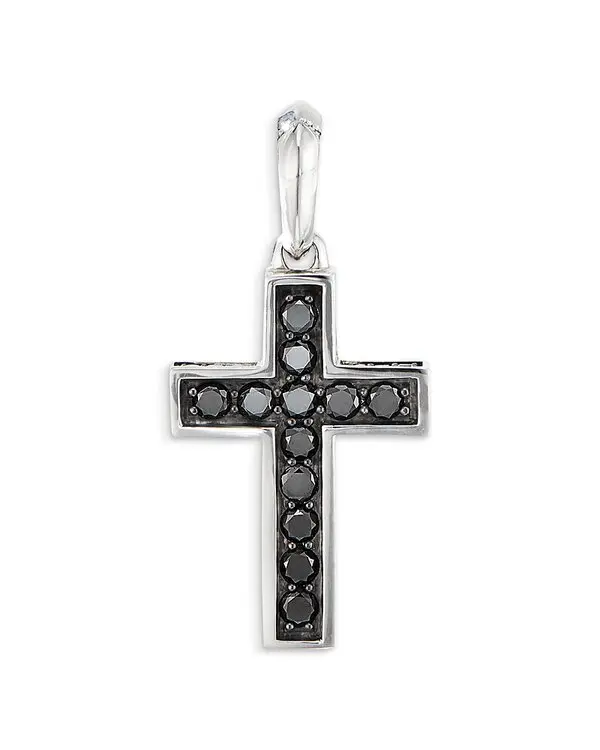 David Yurman Sterling Silver Cross Pendant With Black Diamonds