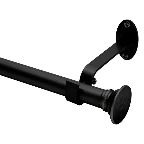ELRENE HOME FASHIONS Shaker Adjustable Curtain Rod With Disc Finials, 28-48 - Wrought Iron