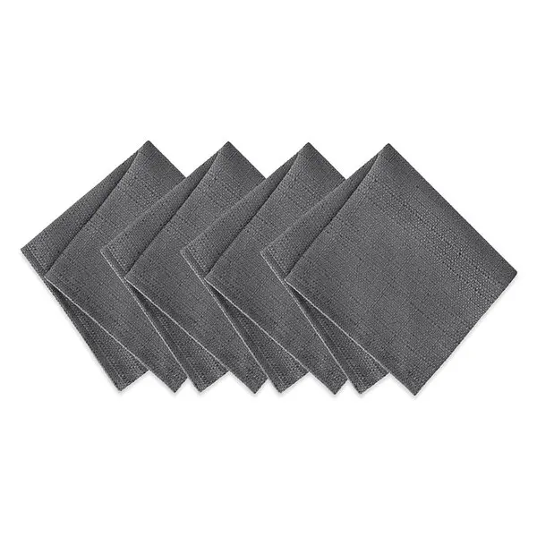 ELRENE HOME FASHIONS Laurel Solid Texture Water And Stain Resistant Napkins, Set Of 4 - Gray